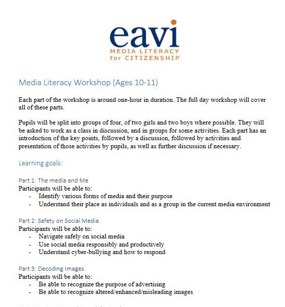 Media Literacy Workshop (Ages 10-11) | Educator’s Fake News Toolkit